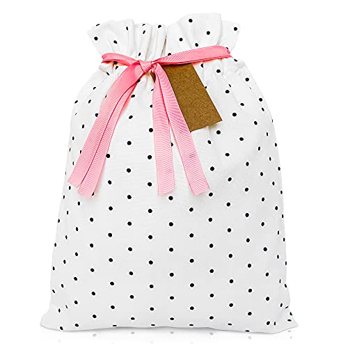 Gather & Knot Drawstring Gift Bags | 16" Medium | Premium Canvas | Reusable Fabric Wrap for Valentines, Weddings, Bridesmaids, Birthdays - All Occasion | Pink Floral