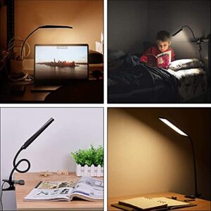 Vansuny Clip on Light LED Desk Lamp with Eye-Caring LED Light and Metal Clip, 11 Level Brightness 3 Color Modes, Power by USB Port 5W Flexible Gooseneck Reading Light for Home and Office (5W, Black)