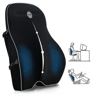 villsure lumbar support pillow, memory foam back cushion pillow for office chair,computer/car seat and wheelchair with breathable 3d mesh ,ergonomic orthopedic backrest for back pain relief