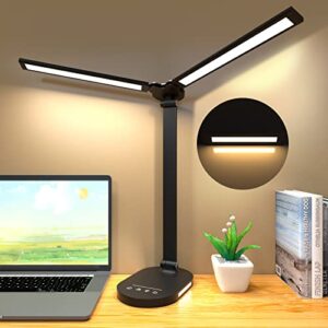 smaeti desk lamps for home office – led desk lamp with night light, office desk lamp, usb charging port,5 color modes 5 brightness levels,auto timer, eye-caring desk light for dorm study reading