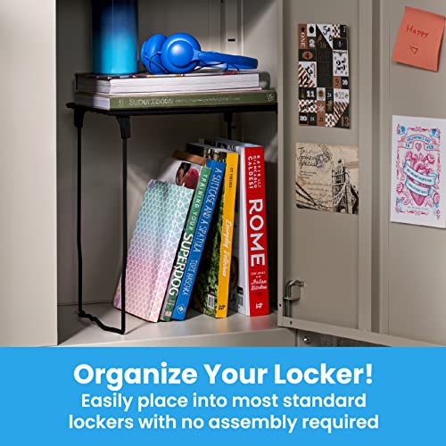 LockerMate Stac-A-Shelf Locker Organizer Shelf, Stackable, Extra Tall, Fits Standard Size School Lockers