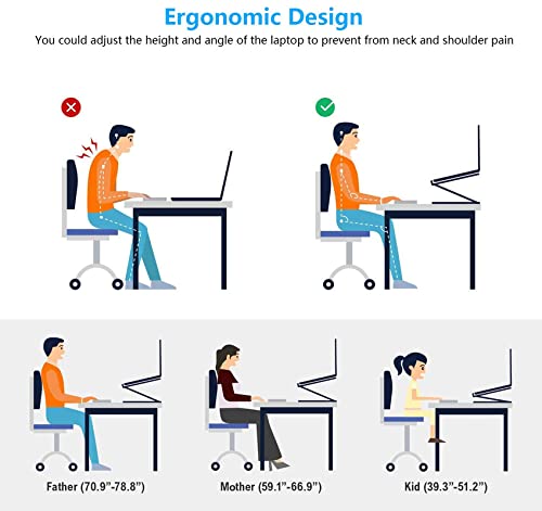 Laptop Stand,Suturun Ergonomic Detachable Computer Stand for Laptop Riser for Desk,Portable Aluminum Laptop Stand Riser Holder Notebook Stand Compatible with 10 to 15.6 Inches Notebook Computer