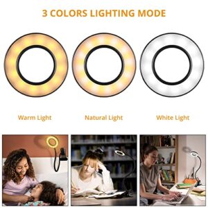 Woputne Desk Lamp Clip on Lamp, Clamp Lamp for Video Conference Lighting, Desk Light for Home Office, USB Reading Lamp Flexible Ring Light for Headboard, Computer Webcam, Zoom Meeting