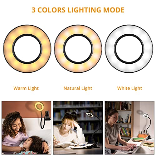 Woputne Desk Lamp Clip on Lamp, Clamp Lamp for Video Conference Lighting, Desk Light for Home Office, USB Reading Lamp Flexible Ring Light for Headboard, Computer Webcam, Zoom Meeting