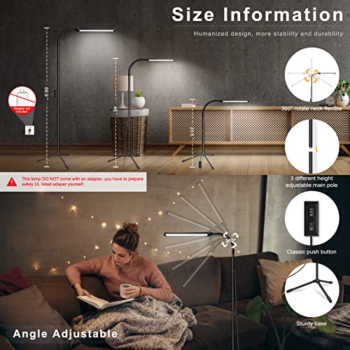 Led Floor Lamp for Eyelash Extensions Craft Task Lamps Floor Standing Adjustable Gooseneck Dimmer Beauty Lamp Floor for Lashes Facial Spa Salon Makeup