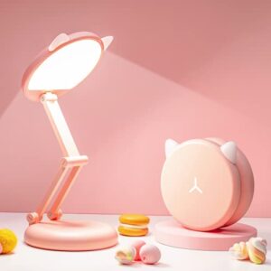 one fire cute desk lamp pink lamp kawaii desk accessories, 8 brightness cute lamp cat lamp kawaii accessories, foldable & portable pink cute desk accessories kawaii room decor,kawaii stuff cute things