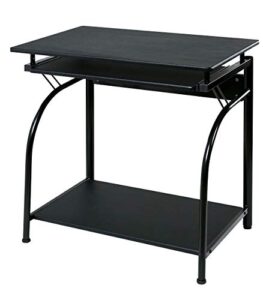 onespace stanton computer desk with pullout keyboard tray, black