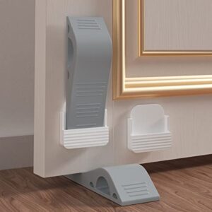 3 pack door stopper rubber door stop, door wedge stopper floor works on multi floor surfaces, door security and door jammer suitable for door bottom clearance within 0.8″, stop with door holder