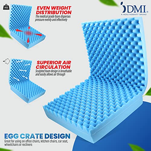 DMI Egg Crate Sculpted Foam Car Seat Cushion, Office Chair Cushion Relieves Back Pain, Tail Bone Pain, Sciatica, 32 X 18 X 3, Full Back