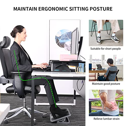 Eureka Ergonomic Tilt Adjustable Footrest, Foot Rest for Under Desk at Work with Massage Surface, Office Foot Rest Under Desk with 20 Degree Tilt No Locking, Metal Frame