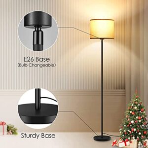 BoostArea Floor Lamp, 15W LED Floor Lamp with 3 Dimmable Levels, Simple Standing Lamp with Adjustable Linen Shade,On/Off Foot Switch, Tall Modern Floor Lamp for Bedrooms, Living Room, Office,Farmhouse