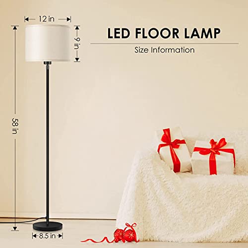 BoostArea Floor Lamp, 15W LED Floor Lamp with 3 Dimmable Levels, Simple Standing Lamp with Adjustable Linen Shade,On/Off Foot Switch, Tall Modern Floor Lamp for Bedrooms, Living Room, Office,Farmhouse