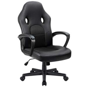 furmax office chair desk chair leather gaming chair computer chair racing style ergonomic adjustable swivel task chair with lumbar support and arms (black)