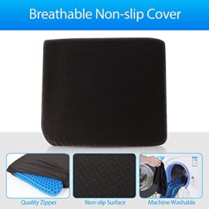 Gel Seat Cushion for Long Sitting (Thick & Extra Large), Gel Cushion for Wheelchair Soft, Gel Chair Cushion Comfy, Gel Car Seat Cushion Breathable, Gel Seat Cushion for Office Chair for Hip Pain