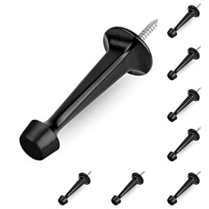 homotek 8 pack heavy duty solid rigid door stop with soft rubber tip, zinc die cast door stopper protect wall & door, black