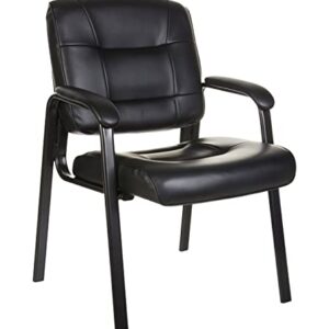 Amazon Basics Classic Faux Leather Office Desk Guest Chair with Metal Frame - Black