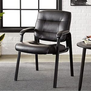 Amazon Basics Classic Faux Leather Office Desk Guest Chair with Metal Frame - Black