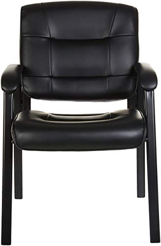 Amazon Basics Classic Faux Leather Office Desk Guest Chair with Metal Frame - Black