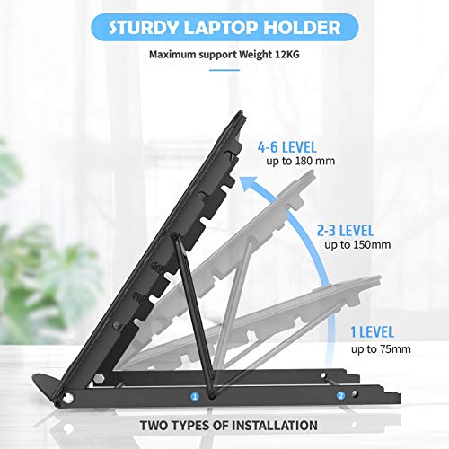 Laptop Tablet Stand, Foldable Portable Ventilated Desktop Laptop Holder, Universal Lightweight Adjustable Ergonomic Tray Cooling (black2)