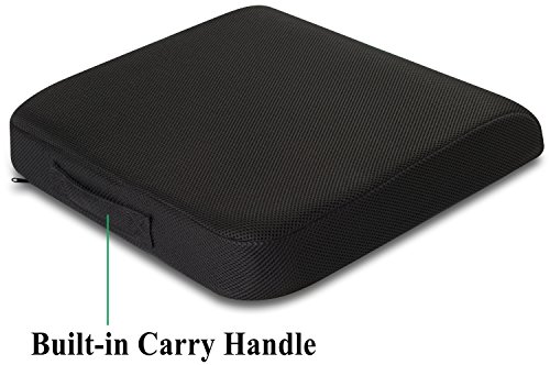 TravelMate Extra-Large Memory Foam Seat Cushion – Perfect for Office Chair and Wheelchair – Does Not Slip Even on Smooth Marble Floors – Washable & Breathable Cover – Relieves Back Pain – 19”x17”x3”