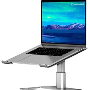 SOUNDANCE Adjustable Laptop Stand for Desk, Computer Stand, Ergonomic Laptop Riser Holder Compatible with 10 to 17.3 Inches Notebook PC Computer, Aluminum Silver