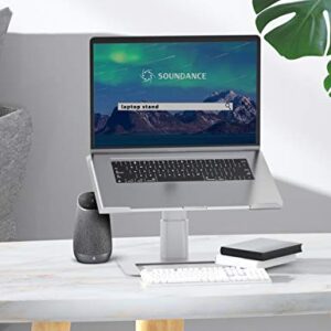 SOUNDANCE Adjustable Laptop Stand for Desk, Computer Stand, Ergonomic Laptop Riser Holder Compatible with 10 to 17.3 Inches Notebook PC Computer, Aluminum Silver