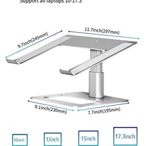 SOUNDANCE Adjustable Laptop Stand for Desk, Computer Stand, Ergonomic Laptop Riser Holder Compatible with 10 to 17.3 Inches Notebook PC Computer, Aluminum Silver