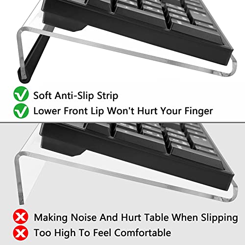 Egchi Computer Keyboard Stand PC Keyboard Stand, Acrylic Tilted Keyboard Stand for Ergonomic Typing Clear Keyboard Tray for Easy Typing and Working, Keyboard Holder with Silicone Non-Slip Case