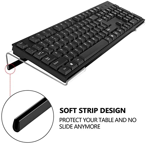 Egchi Computer Keyboard Stand PC Keyboard Stand, Acrylic Tilted Keyboard Stand for Ergonomic Typing Clear Keyboard Tray for Easy Typing and Working, Keyboard Holder with Silicone Non-Slip Case