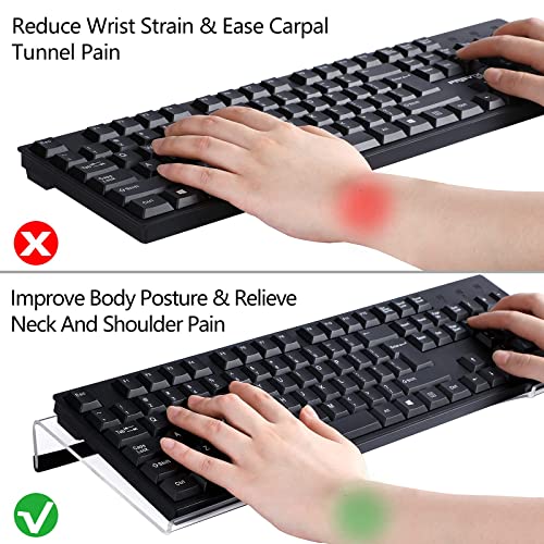 Egchi Computer Keyboard Stand PC Keyboard Stand, Acrylic Tilted Keyboard Stand for Ergonomic Typing Clear Keyboard Tray for Easy Typing and Working, Keyboard Holder with Silicone Non-Slip Case