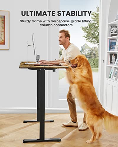 ErGear Height Adjustable Electric Standing Desk, 48 x 24 Inches Sit Stand up Desk, Memory Computer Home Office Desk (Vintage Brown)