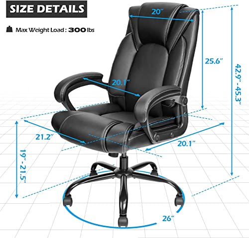 OUTFINE Office Chair Executive Office Chair Desk Chair Computer Chair with Ergonomic Support Tilting Function Upholstered in Leather