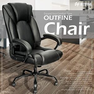 OUTFINE Office Chair Executive Office Chair Desk Chair Computer Chair with Ergonomic Support Tilting Function Upholstered in Leather