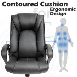 OUTFINE Office Chair Executive Office Chair Desk Chair Computer Chair with Ergonomic Support Tilting Function Upholstered in Leather