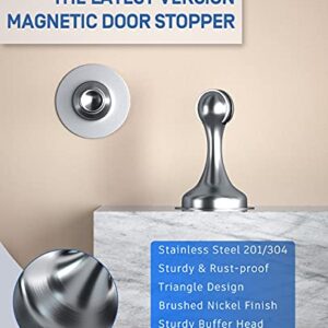 Door Stopper,Magnetic Door Stop,EUHOME 1 Pack Stainless Steel 201 Door Catch Holder,Magnetic Door Stopper,No Drill Doorstop with 3m Self Adhesive Tape,Screws for Wall & Floor Mount,Hold Door Open