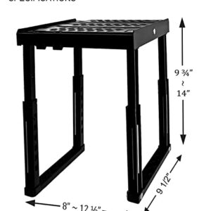 Locker Organizer Shelf， Adjustable Width and Height , Ideal Locker for School, Office, and Gym Lockers (Black)