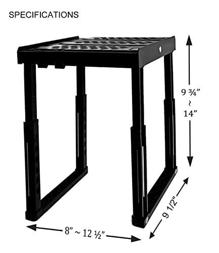 Locker Organizer Shelf， Adjustable Width and Height , Ideal Locker for School, Office, and Gym Lockers (Black)