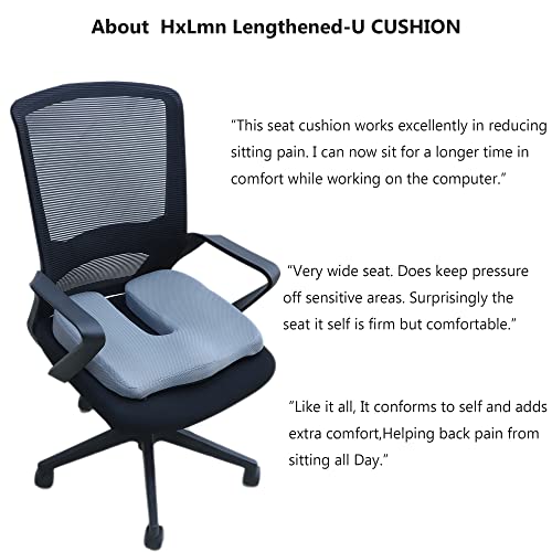 Upgraded Seat Cushion Pillow for Tailbone Pain Relief -Longer U-Cutout,Memory Foam Coccyx Seat Cushion for Office Chair,Car Seat Cushion,Computer Desk Sciatica & Back Pain Relief Pad