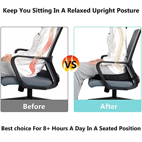 Upgraded Seat Cushion Pillow for Tailbone Pain Relief -Longer U-Cutout,Memory Foam Coccyx Seat Cushion for Office Chair,Car Seat Cushion,Computer Desk Sciatica & Back Pain Relief Pad