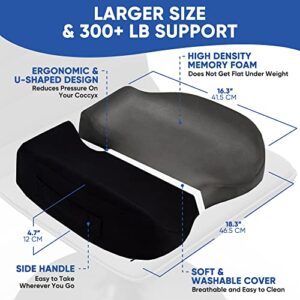 EVERREST Seat Cushion for Office Chair Plus Size - Firm Extra Wide Large Memory Foam Pillow for Tailbone, Coccyx, Sciatica, Back Pain Relief – Thick Pad for Long Hours Sitting, Gaming