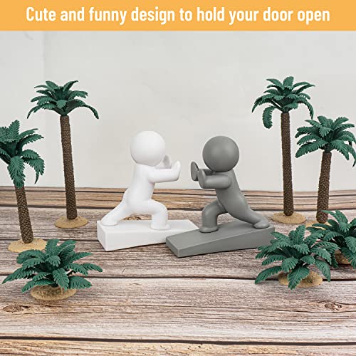 Cute Door Stopper, 2 Pack Buddy Door Stop, Flexible and Effective to Keep Your Door Open (White and Gray)