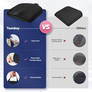 Tsumbay Memory Foam Seat Cushion, Office Soft Seat Cushion with Carry Handle, Washable Cover, Comfortable Coccyx Cushion for Home Office Chair Pad, Car Seat, Wheelchair -Black