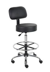 boss office products b16245-bk be well medical spa drafting stool with back, black