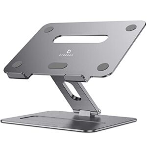 brocoon laptop stand, adjustable laptop stand for desk, ergonomic aluminum macbook stand with heat-vent, laptop riser compatible for 10-17″ laptops