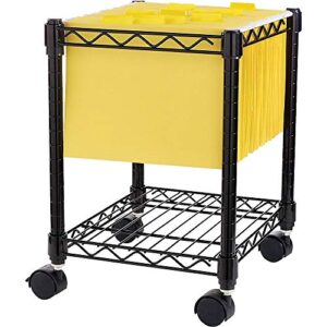 lorell compact mobile wire filing cart, black