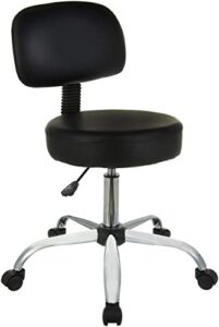 amazon basics multi-purpose drafting spa bar stool with back cushion and wheels – black