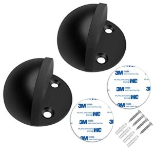 door stopper, floor door stop modern black door stoppers sound dampening rubber bumper adhesive door stops no drilling doorstop wall protector, dome shaped, 2 pack