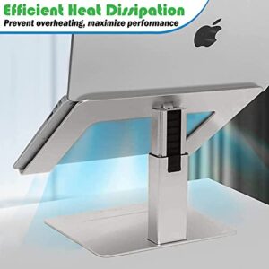 Adjustable Laptop Stand for Desk – Adjustable Height Adjustable Angle Laptop Riser Computer Stand for Desk - Aluminium Metal Laptop Holder - 11” to 17” inch Mac MacBook Pro Air Dell HP - Silver