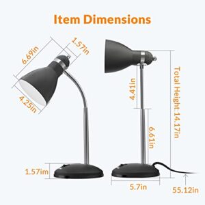 LEPOWER Metal Desk Lamp, Eye-Caring Table Lamp, Study Lamps with Flexible Goose Neck for Bedroom and Office (Sandy Black)