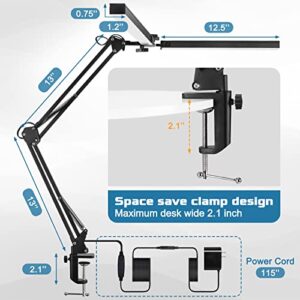 Lanhado LED Desk Lamp, Swing Arm Desk Lamps for Home Office, 24W Architect LED Table Lamp, Eye-Caring Black Desk Lamp with Clamp, 3 Lighting 10 Brightness Adjustable Desk Lamp for Read/ Relax/ Work